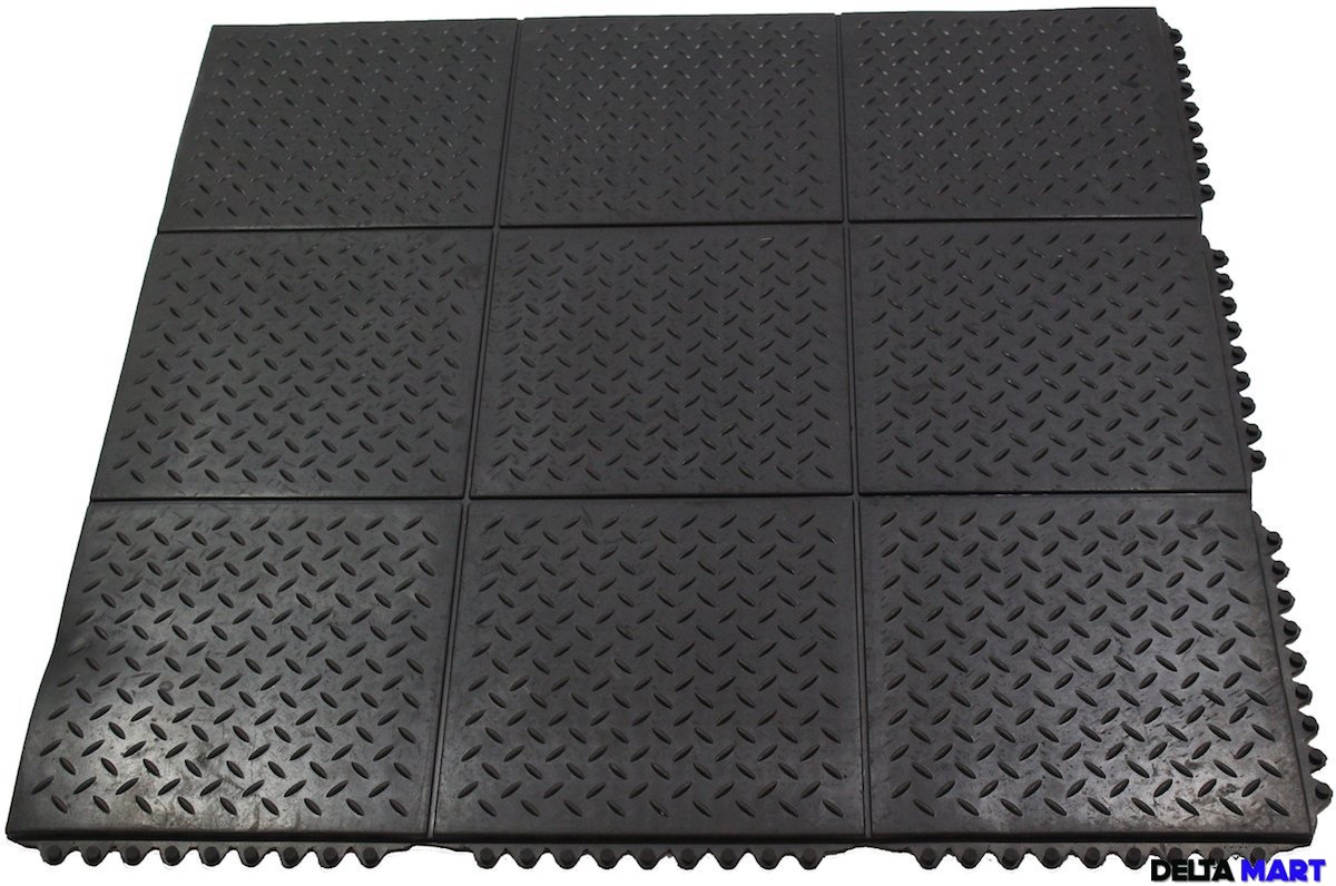 Checker interlocking Rubber Flooring Mats 3'x3'x12mm